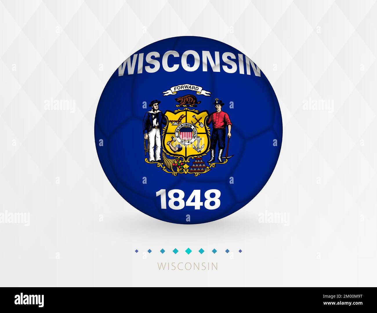 Football ball with Wisconsin flag pattern, soccer ball with flag of ...