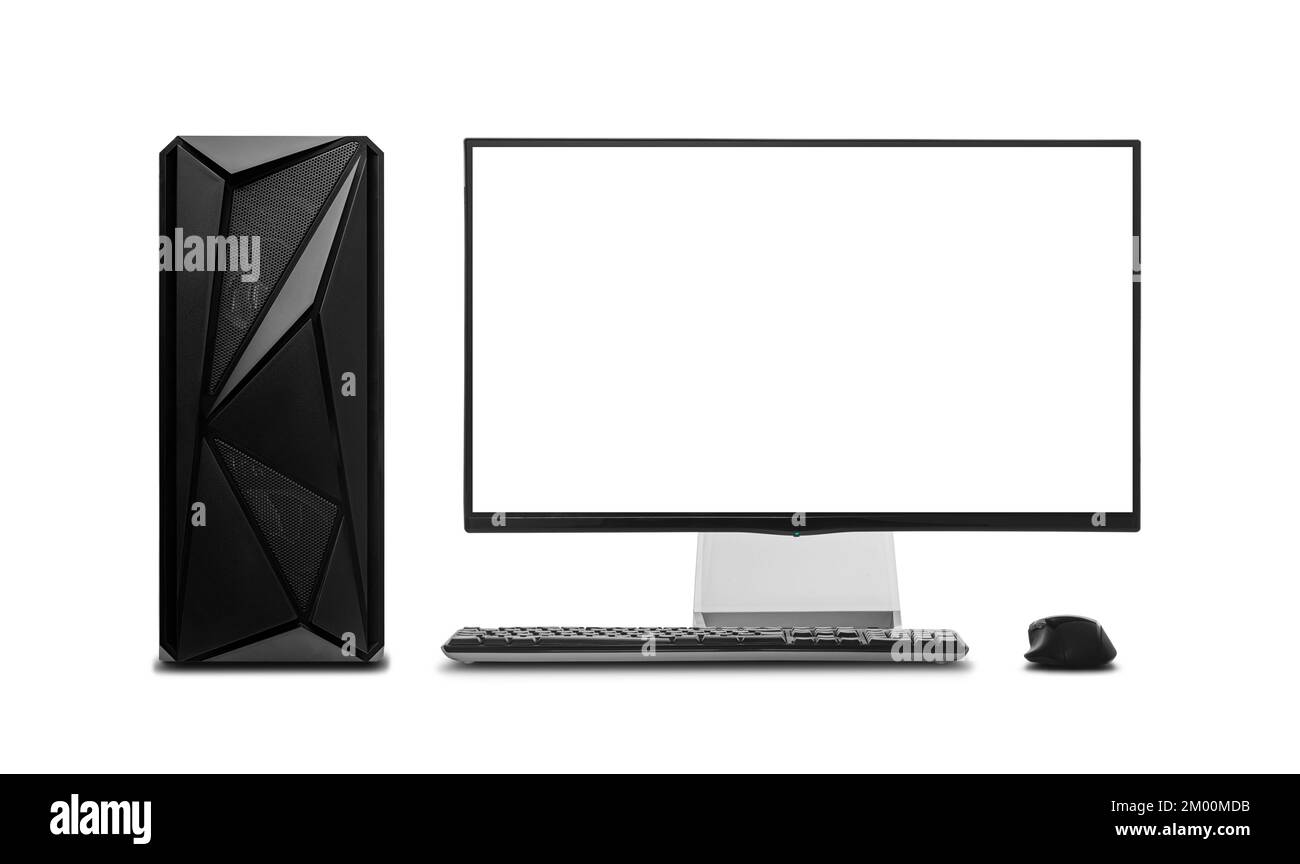 Desktop computer and keyboard and mouse Stock Photo - Alamy