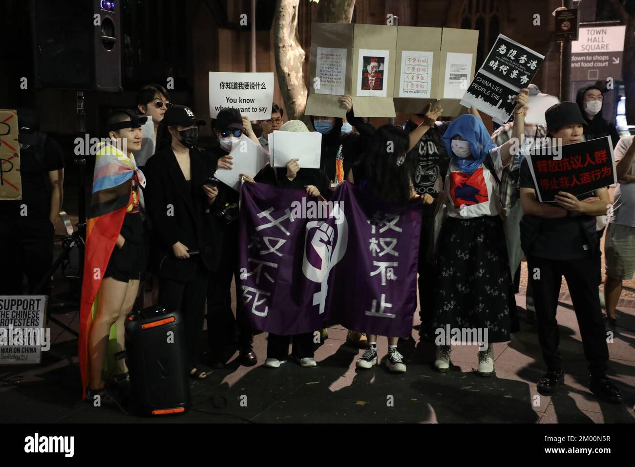 Sydney, Australia. 3rd December 2022. Protesters gathered next to ...