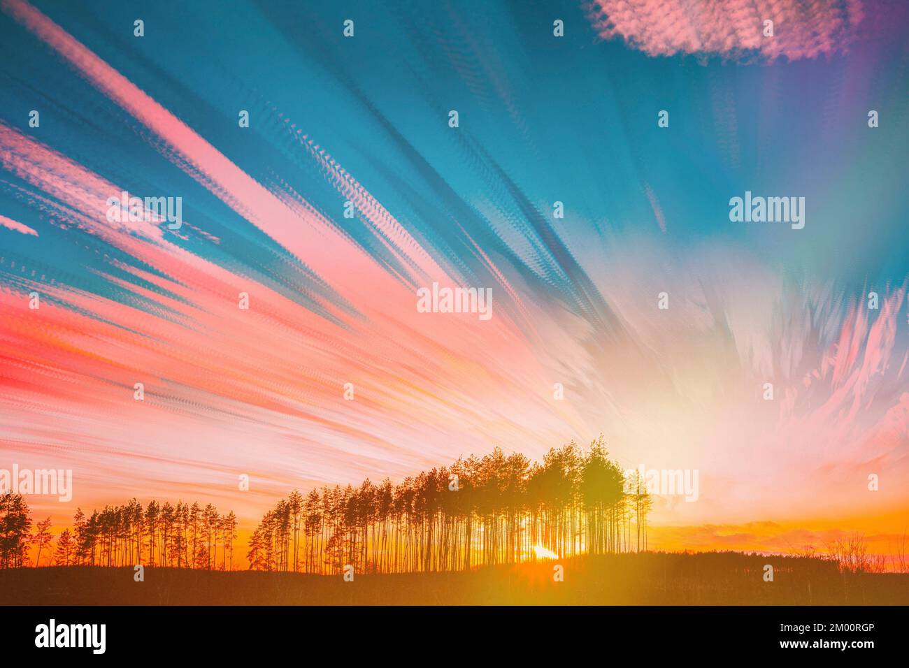Moving Clouds Trails In Morning Sky. Sunrise Sky Natural Background ...