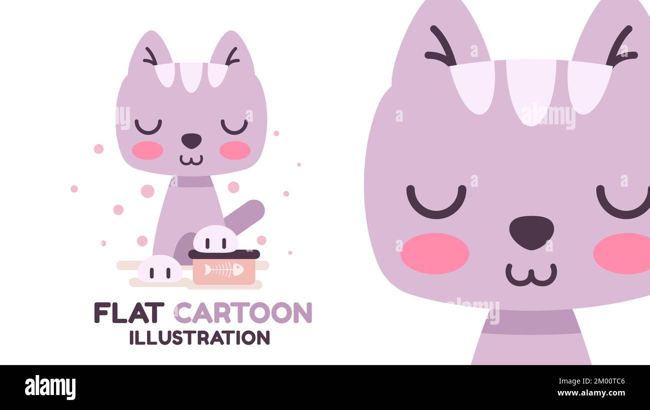 Flat cartoon character adorable cat, pretty animal idea for print t ...