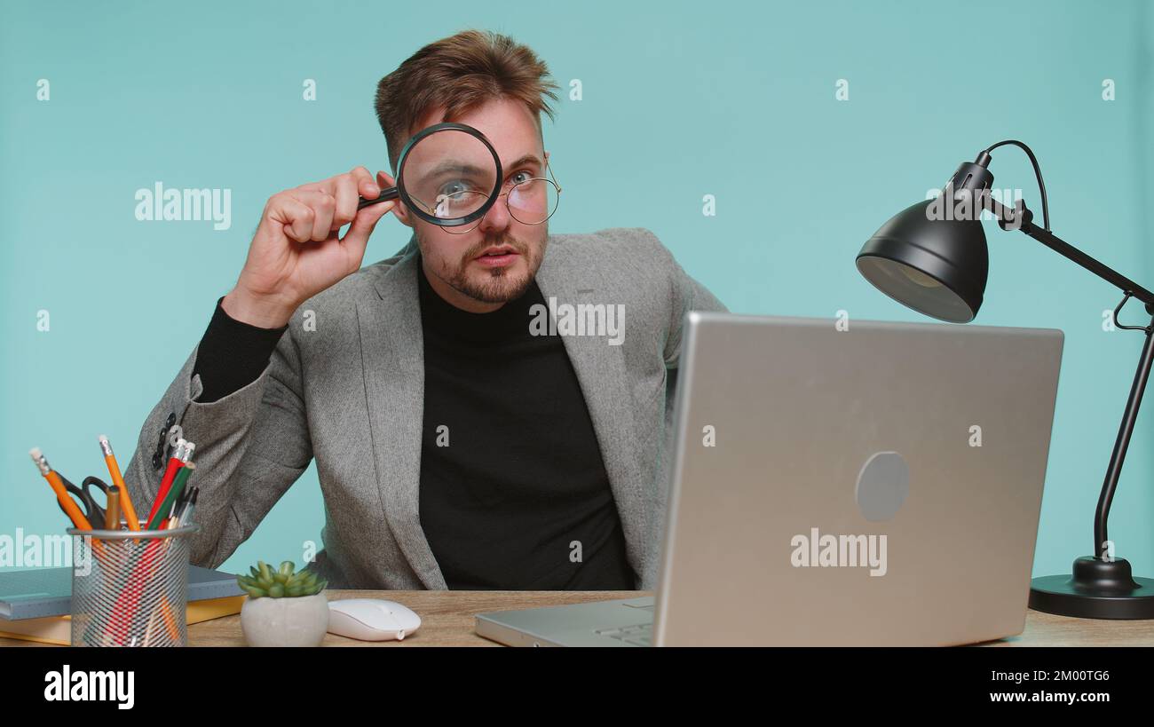 Investigator researcher scientist bearded business man sitting at ...