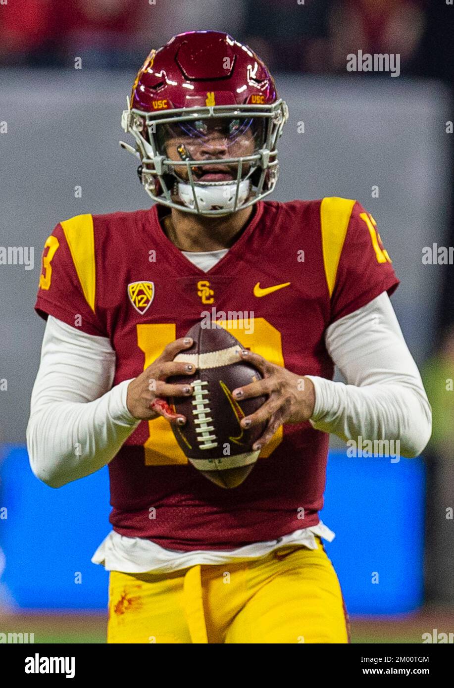 Allegiant Stadium. 02nd Dec, 2022. NV U.S.A. USC quarterback Caleb ...