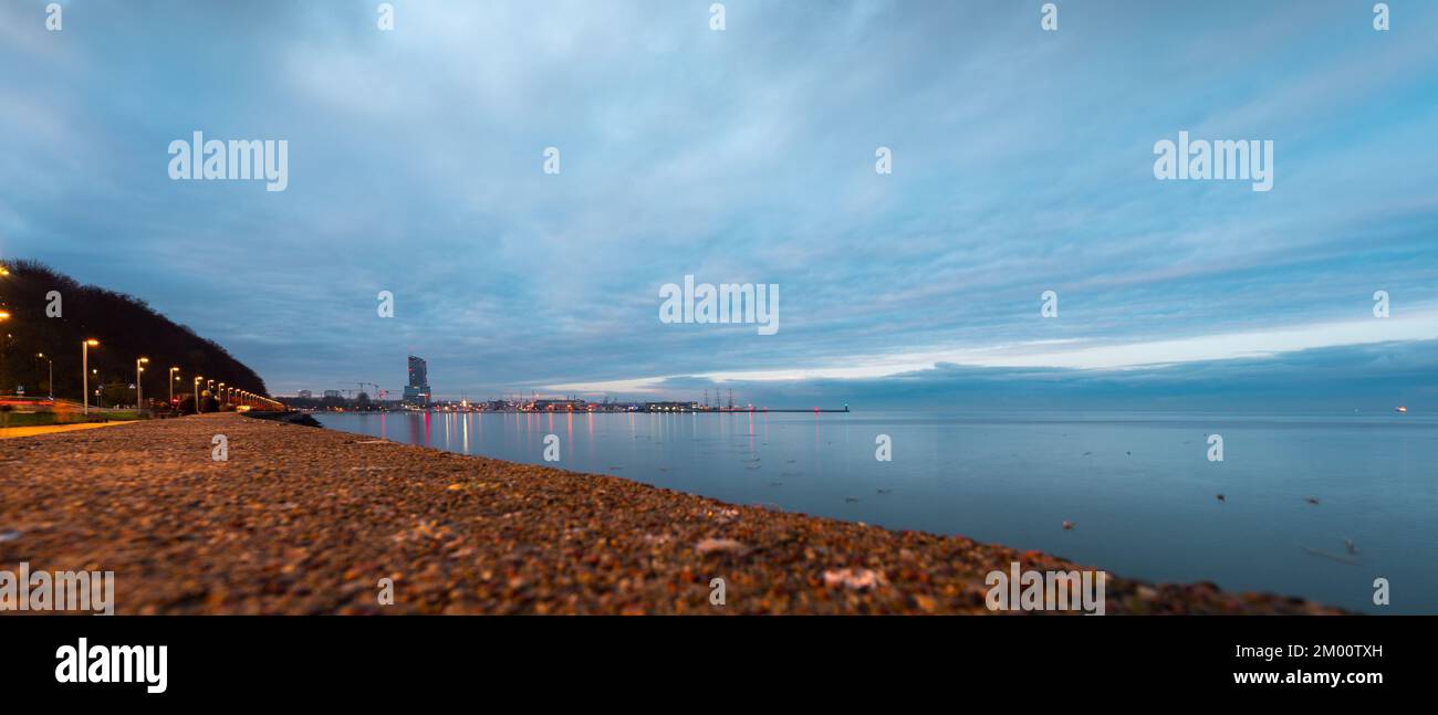 seaside boulevard in Gdynia view of the sea towers Stock Photo - Alamy