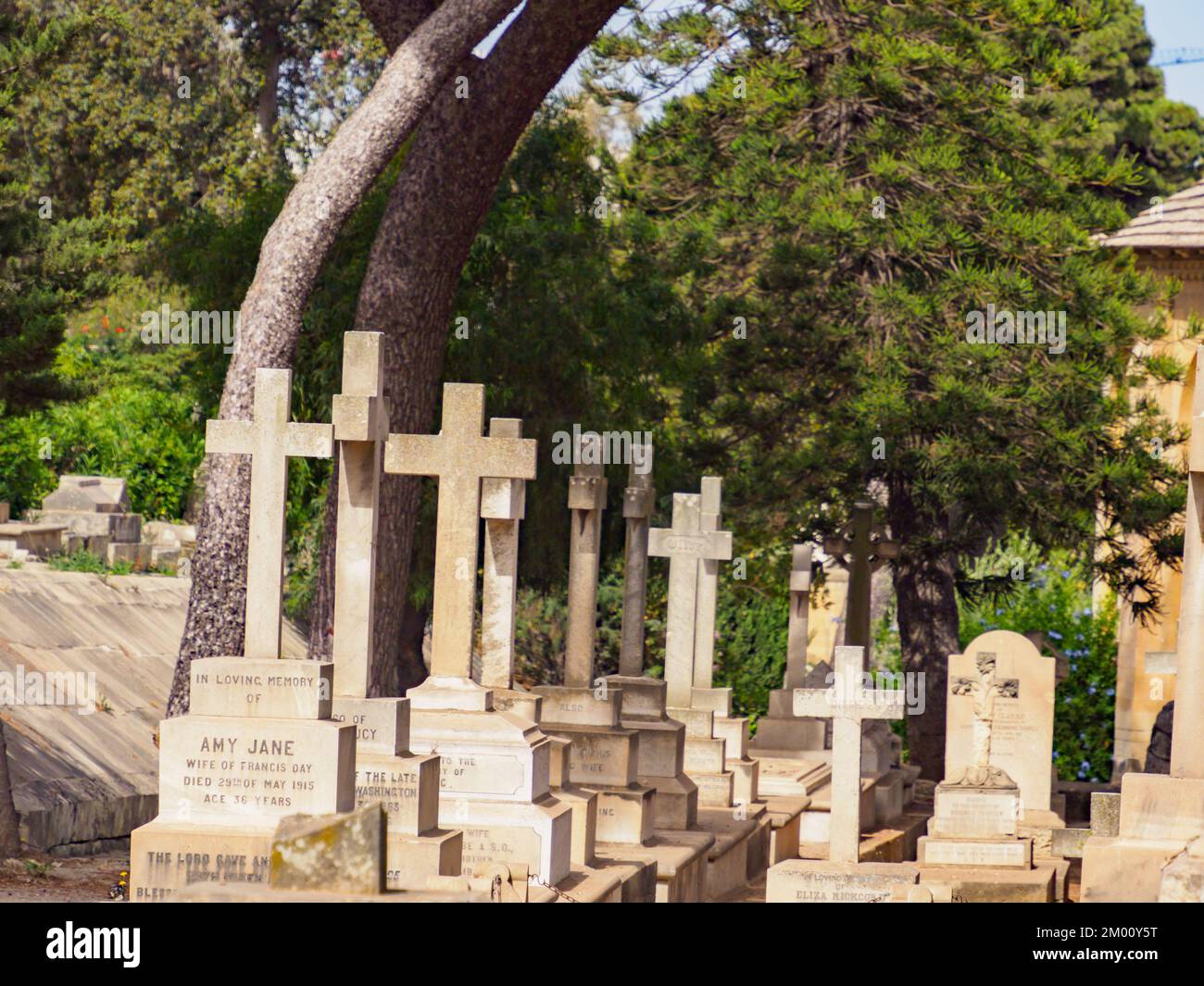 Floriana, Malta - May, 2021: Military Cemetery Pieta (Pietà) located ...