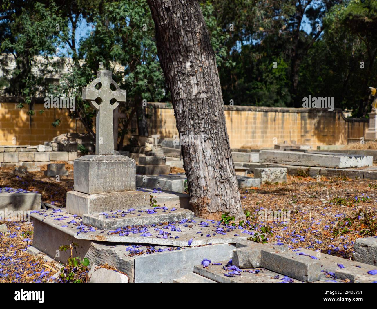 Floriana, Malta - May, 2021: Military Cemetery Pieta (Pietà) located just outside Valletta . The ...