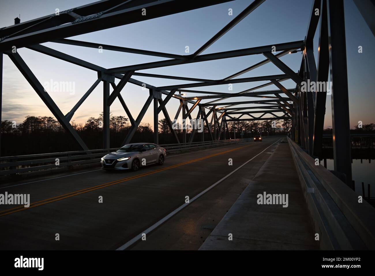 The approach to the new steel swing steel trestle "Sky Bridge" over the ...