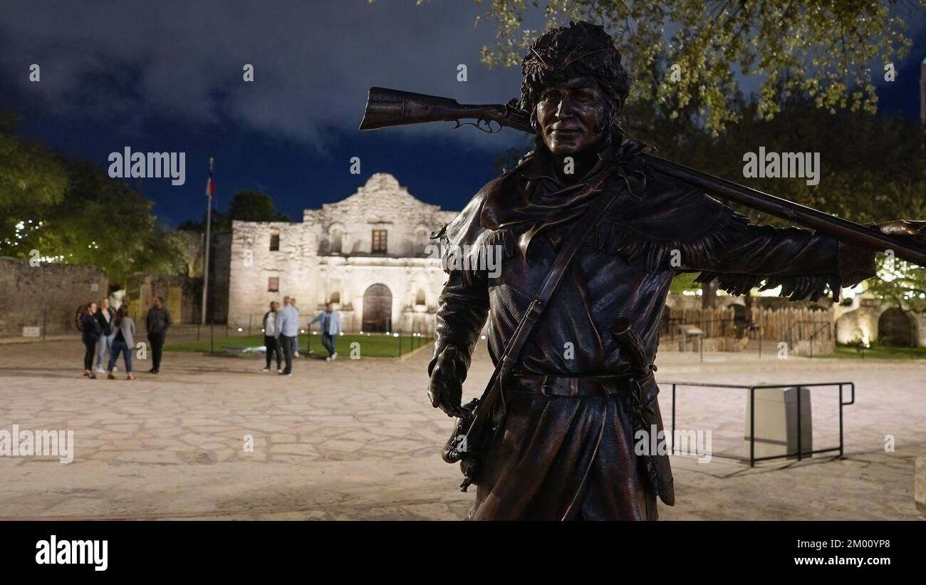 Famous Alamo at Alamo Plaza in San Antonio at night - SAN ANTONIO ...