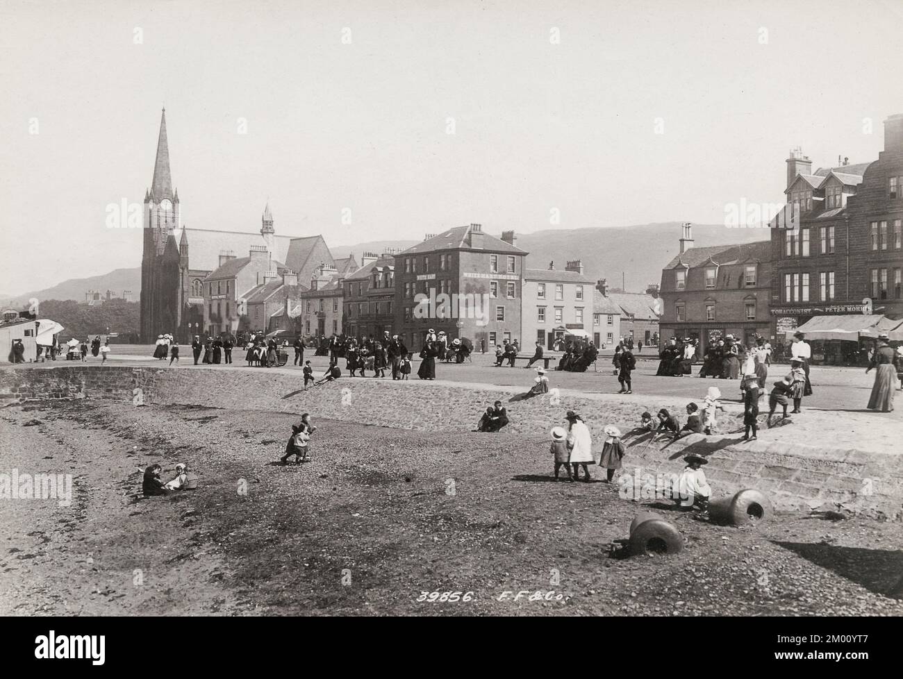 Vintage photograph - 1897 - Church and seafront, Largs, North Ayrshire ...