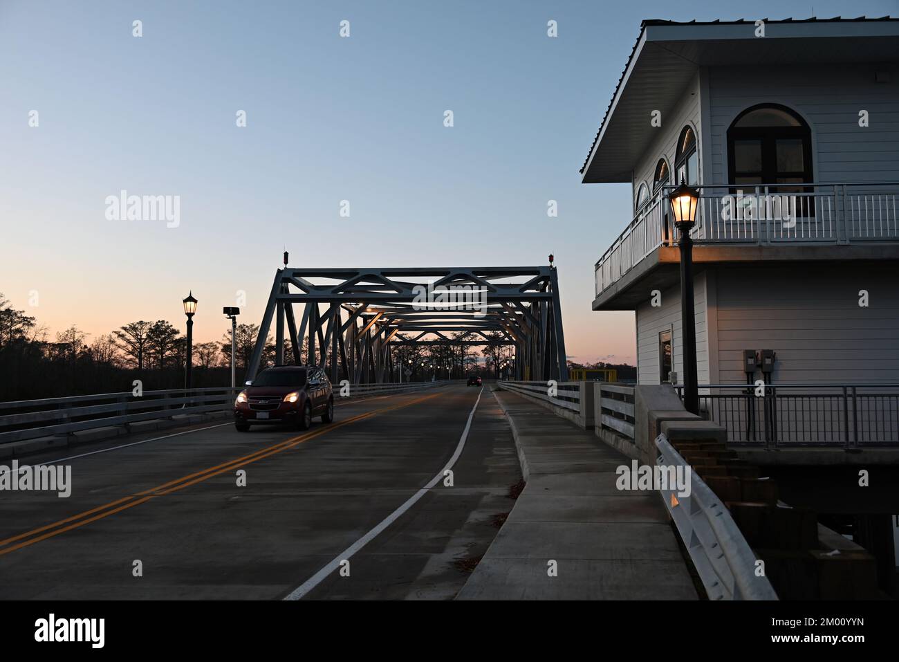 The approach to the new steel swing steel trestle "Sky Bridge" over the ...