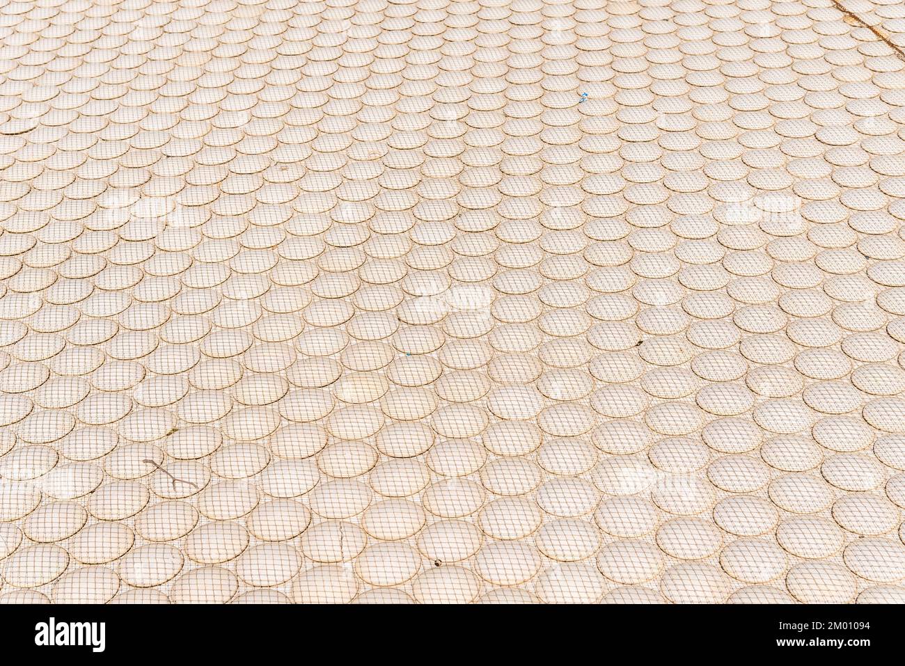 Circular abstract texture of construction material used as the roof of ...