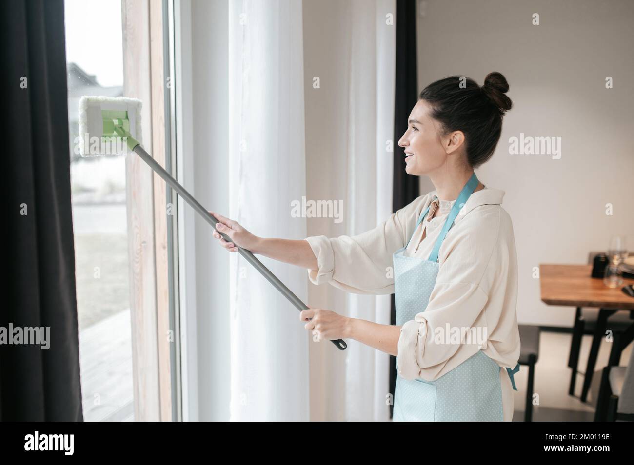 Cleaning woman window hi-res stock photography and images - Alamy
