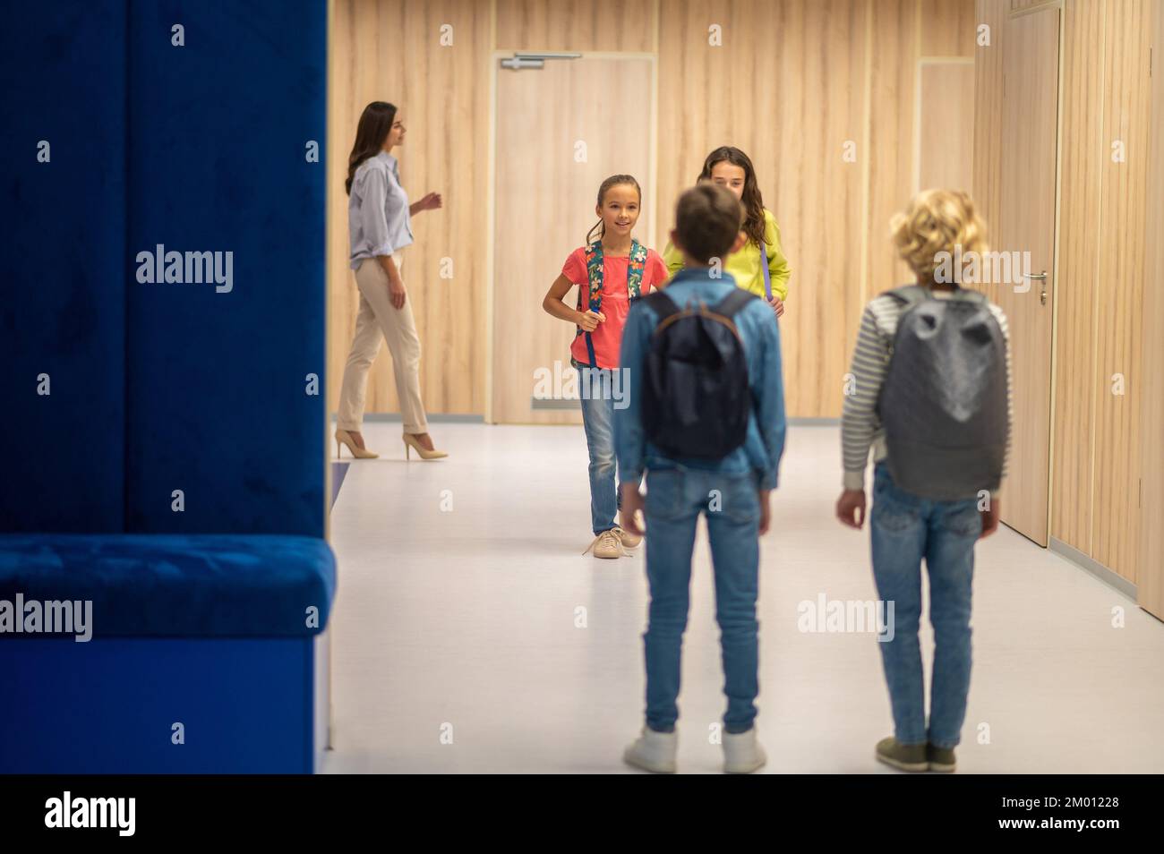 Teenager teacher corridor hi-res stock photography and images - Alamy