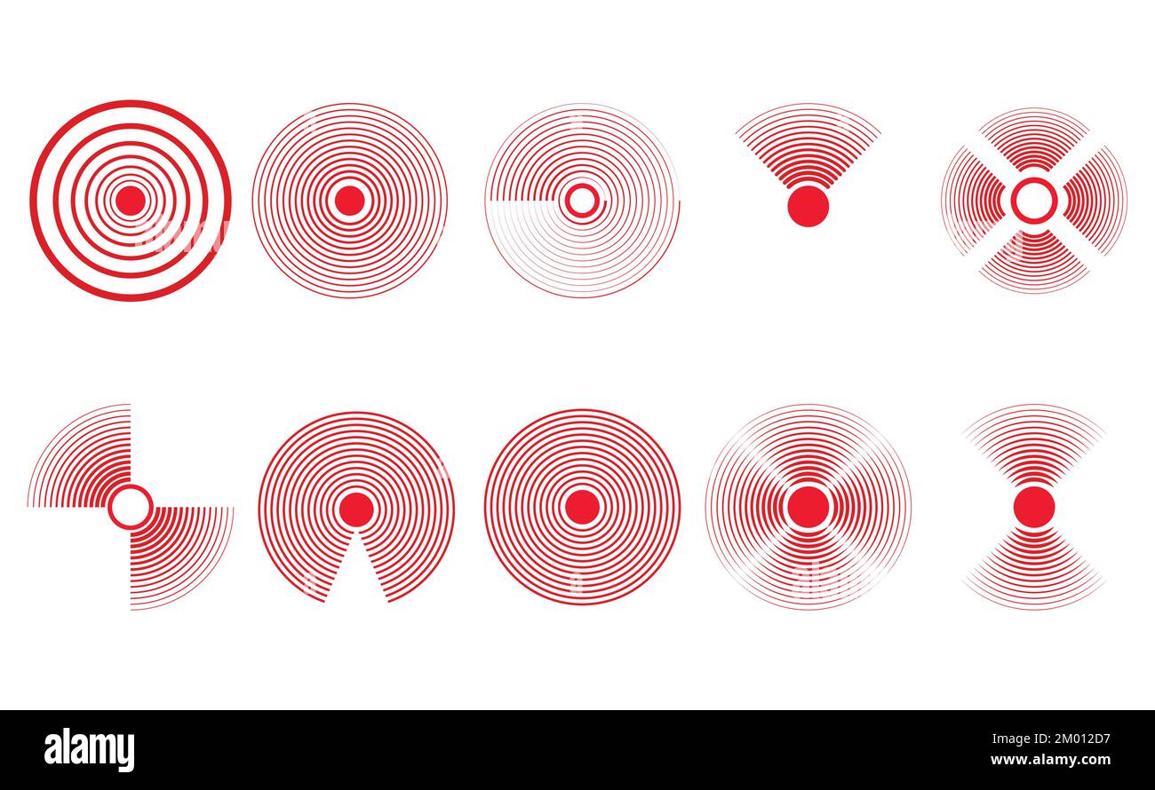 Dot and point of pain, signal of suffer set. Vector illustration. Red ...