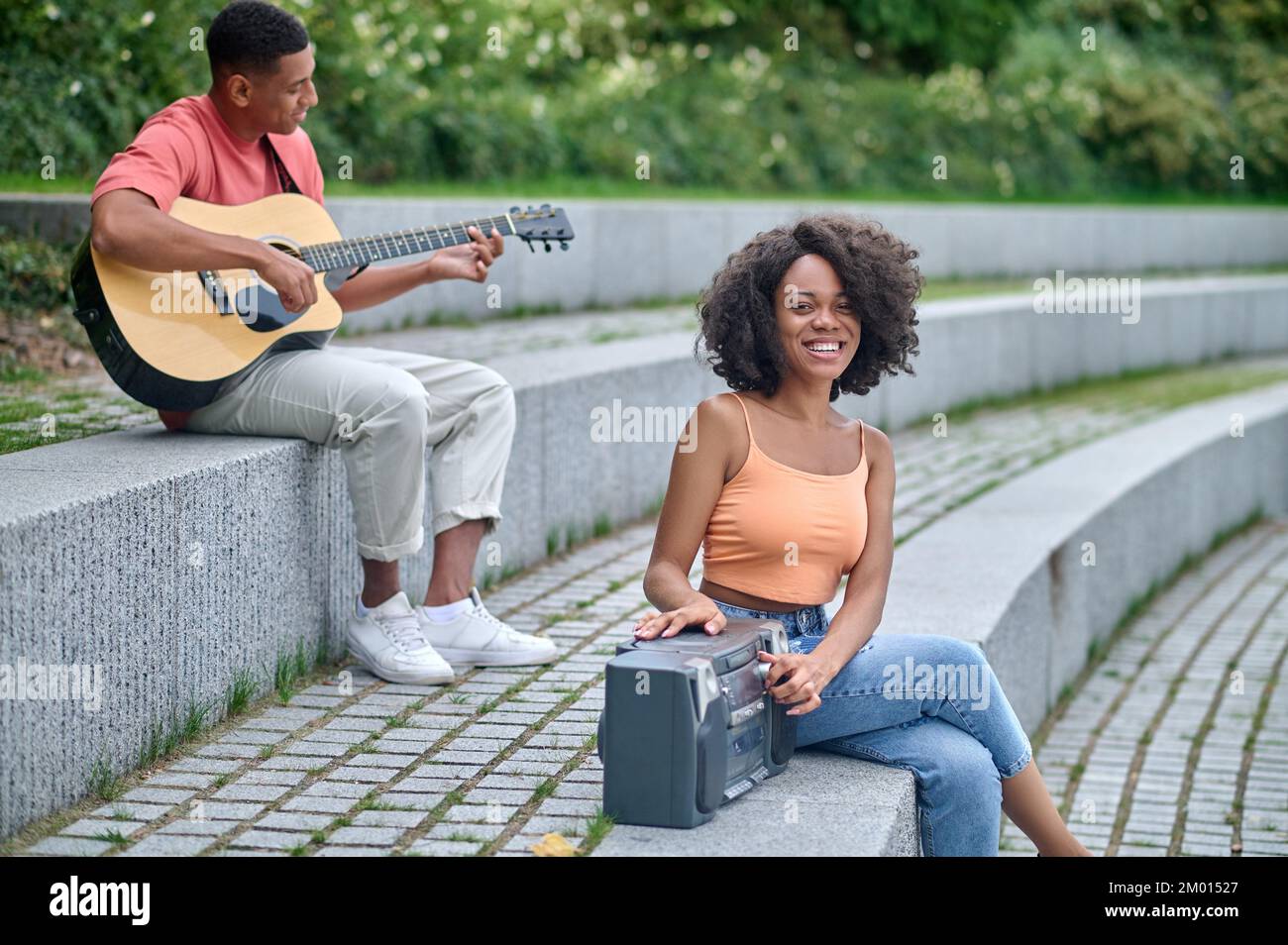 African american music musician guitar smiling hi-res stock photography ...