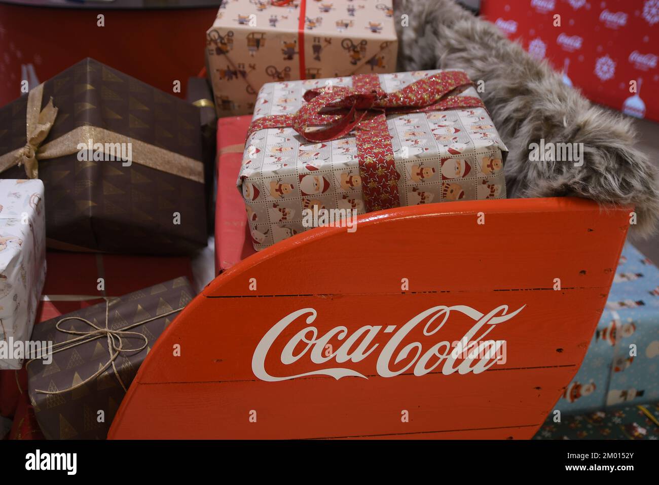 Copenhagen/Denmark/03 December 2022/Coca cola santa claus house and ...