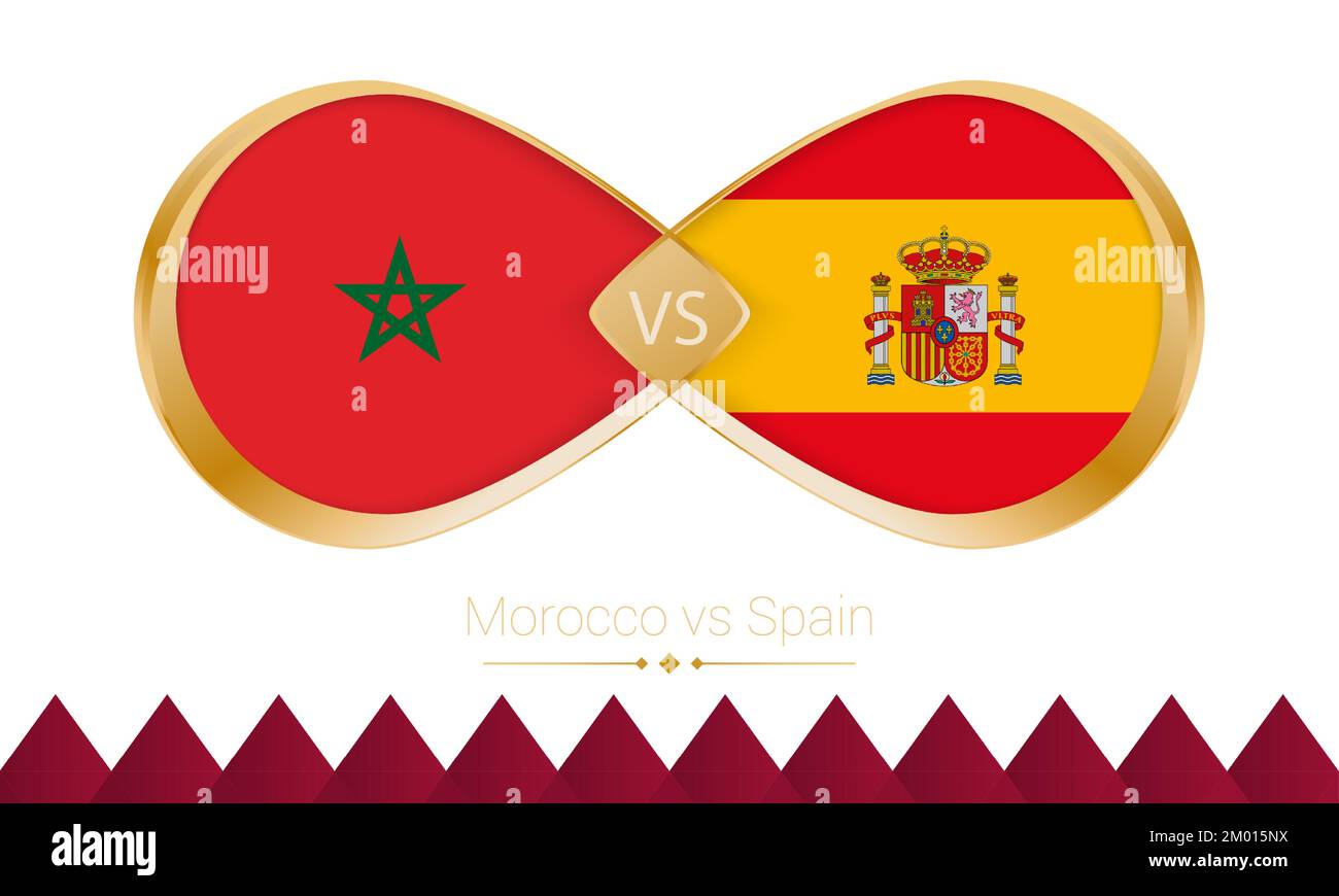 Morocco versus Spain golden icon for Football 2022 match, Round of 16 ...