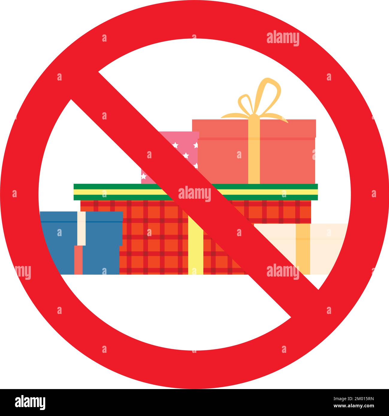 Ban present gift to holiday icon, badge and symbol. Vector of stop ...