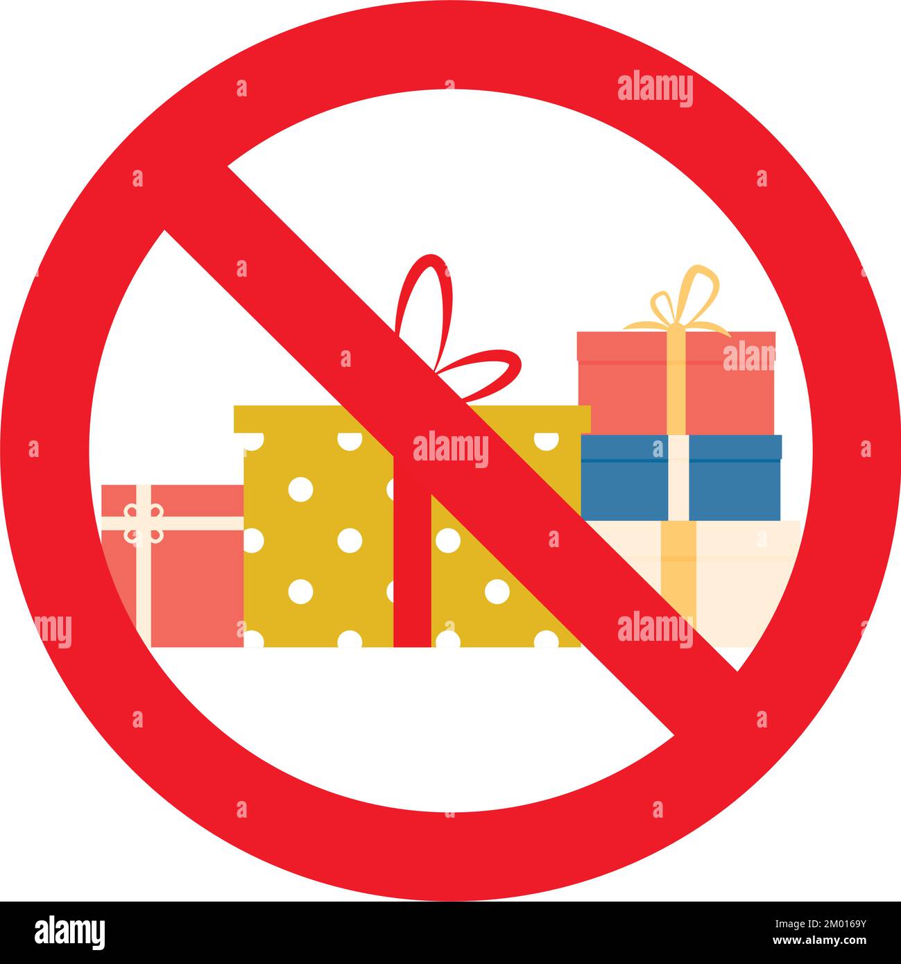 Prohibition of present to birthday event and christmas. Vector token ...