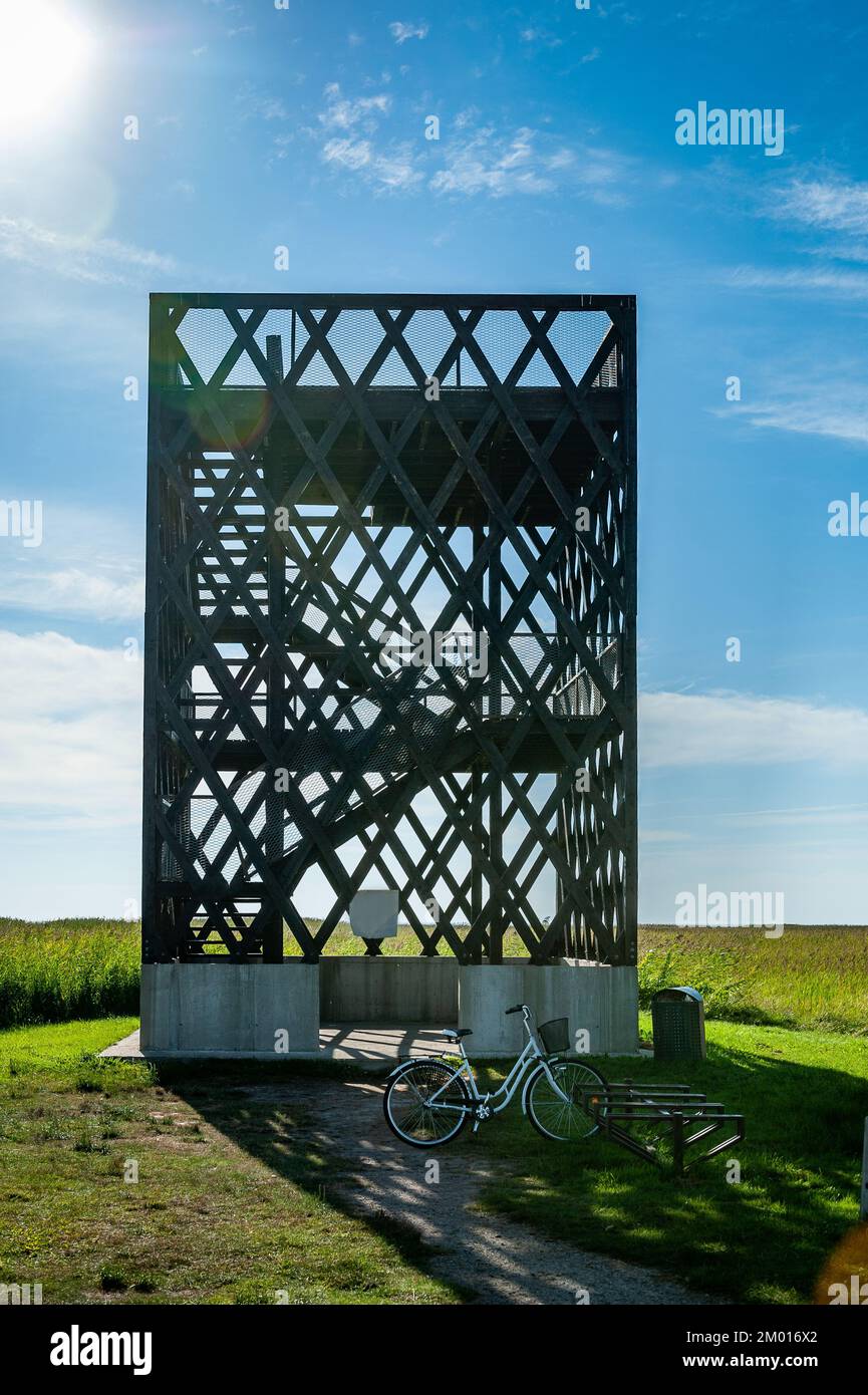 Lookout tower or observation tower in Lindi Nature Reserve. Estonia ...