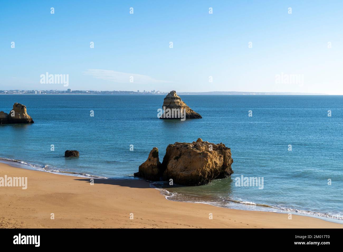 Praia Dona Ana beach with turquoise sea water ocean and cliffs ...