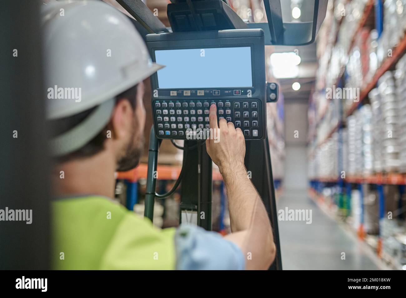 Man pressing button rear view hi-res stock photography and images - Alamy