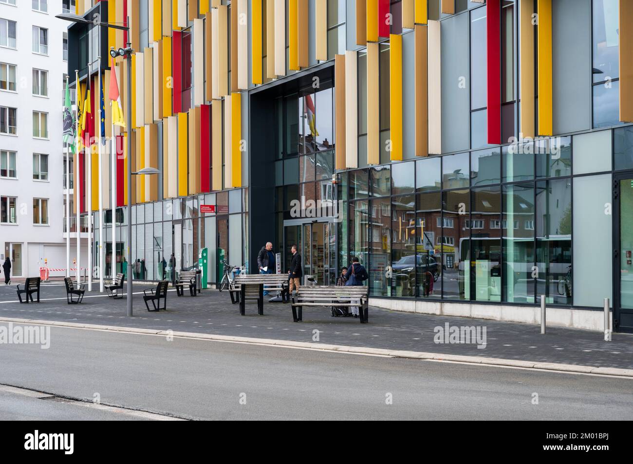Aalst, Flemish Brabant, Belgium - Colorful facade of the administrative ...