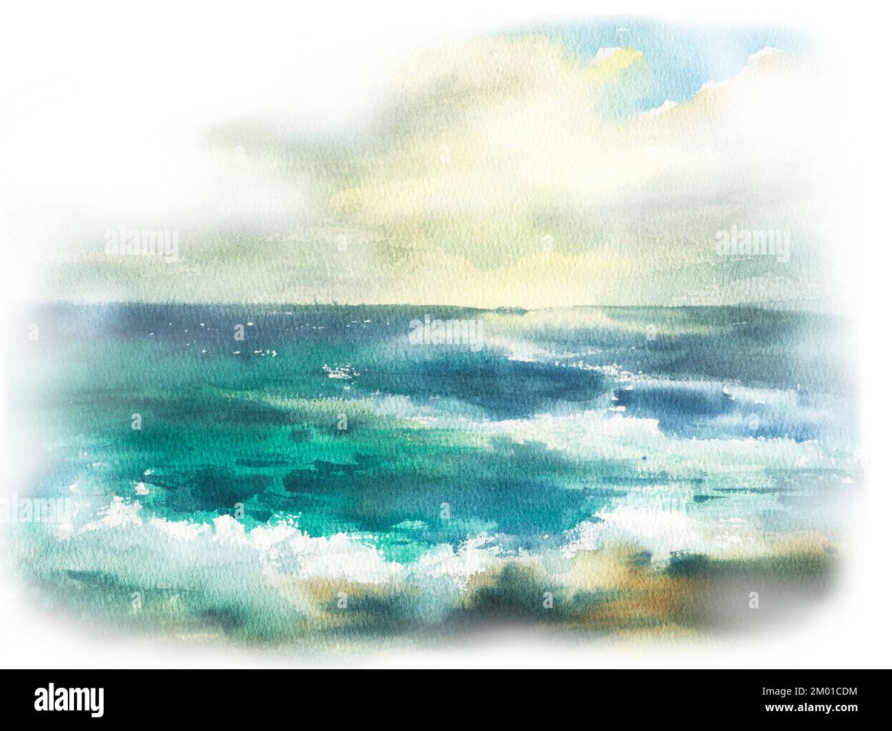 Watercolor illustration sea background, sea wave. Hand drawing Stock ...
