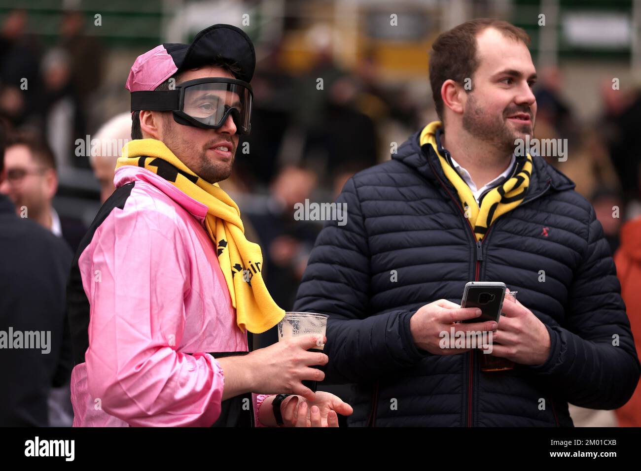 A racegoer dressed as a jockey during day two of The Betfair Tingle ...