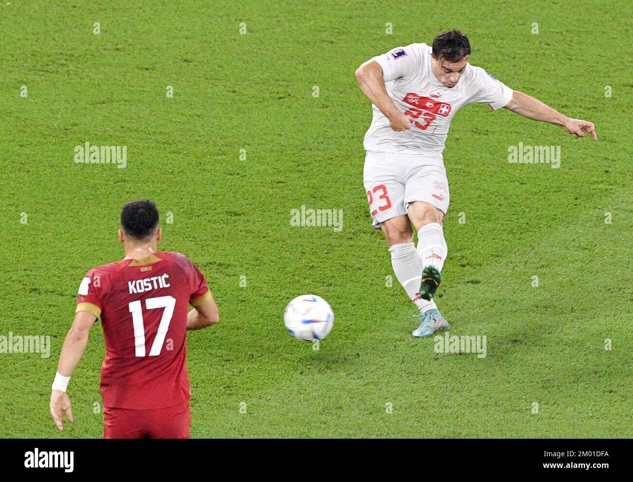 Xherdan Shaqiri (23) scores Switzerland's opening goal during the first ...