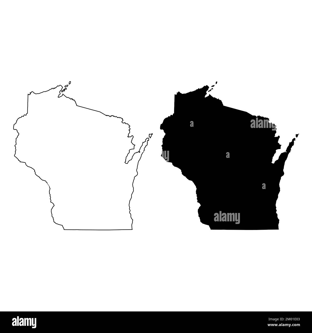 Set of Wisconsin map shape, united states of america. Flat concept icon ...