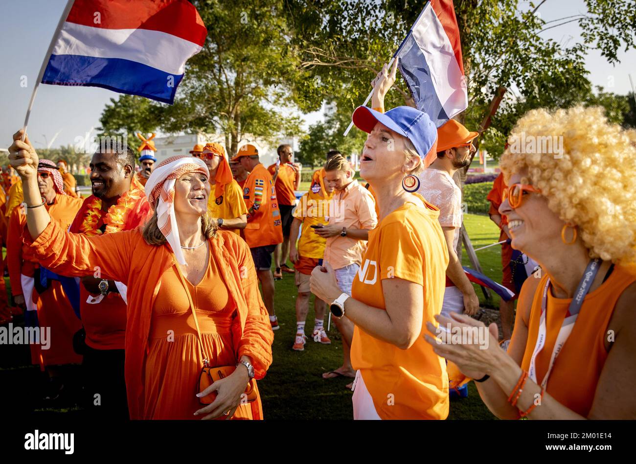 AL-RAYYAN- Orange fans during a fan walk ahead of the FIFA World Cup ...