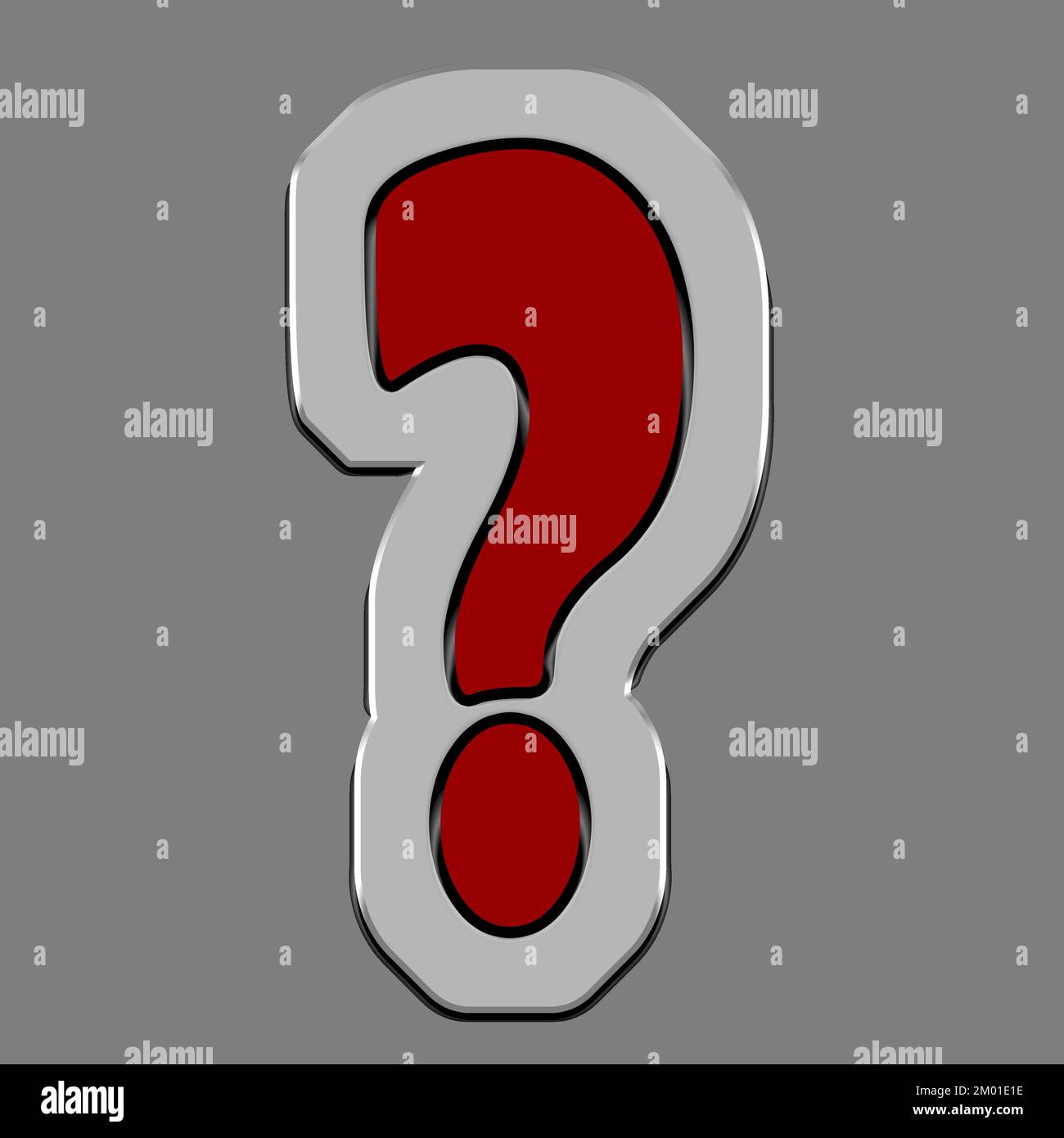 Badge with red question mark Stock Photo - Alamy