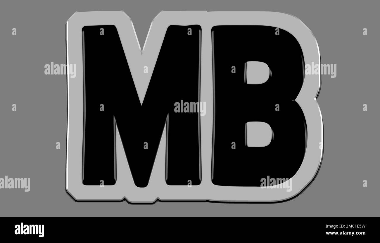 Badge with black capital letters MB Stock Photo - Alamy