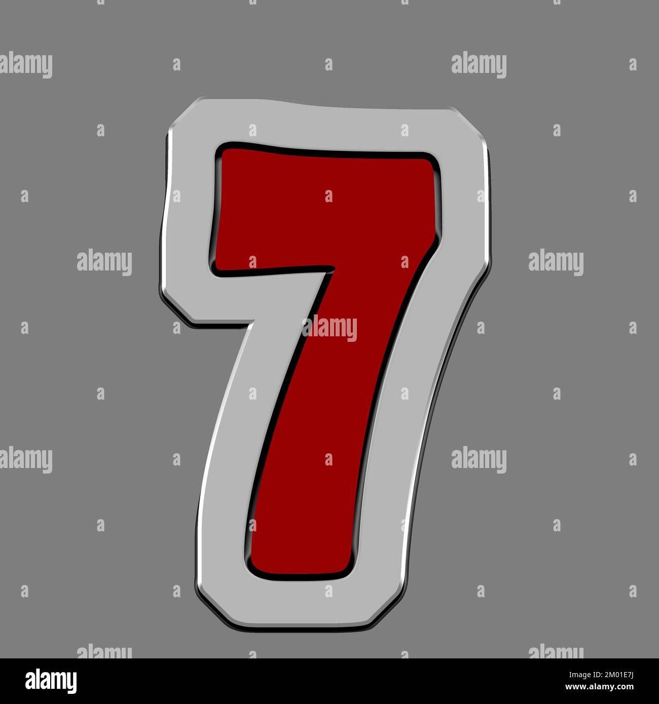 Badge with red number 7 Stock Photo - Alamy