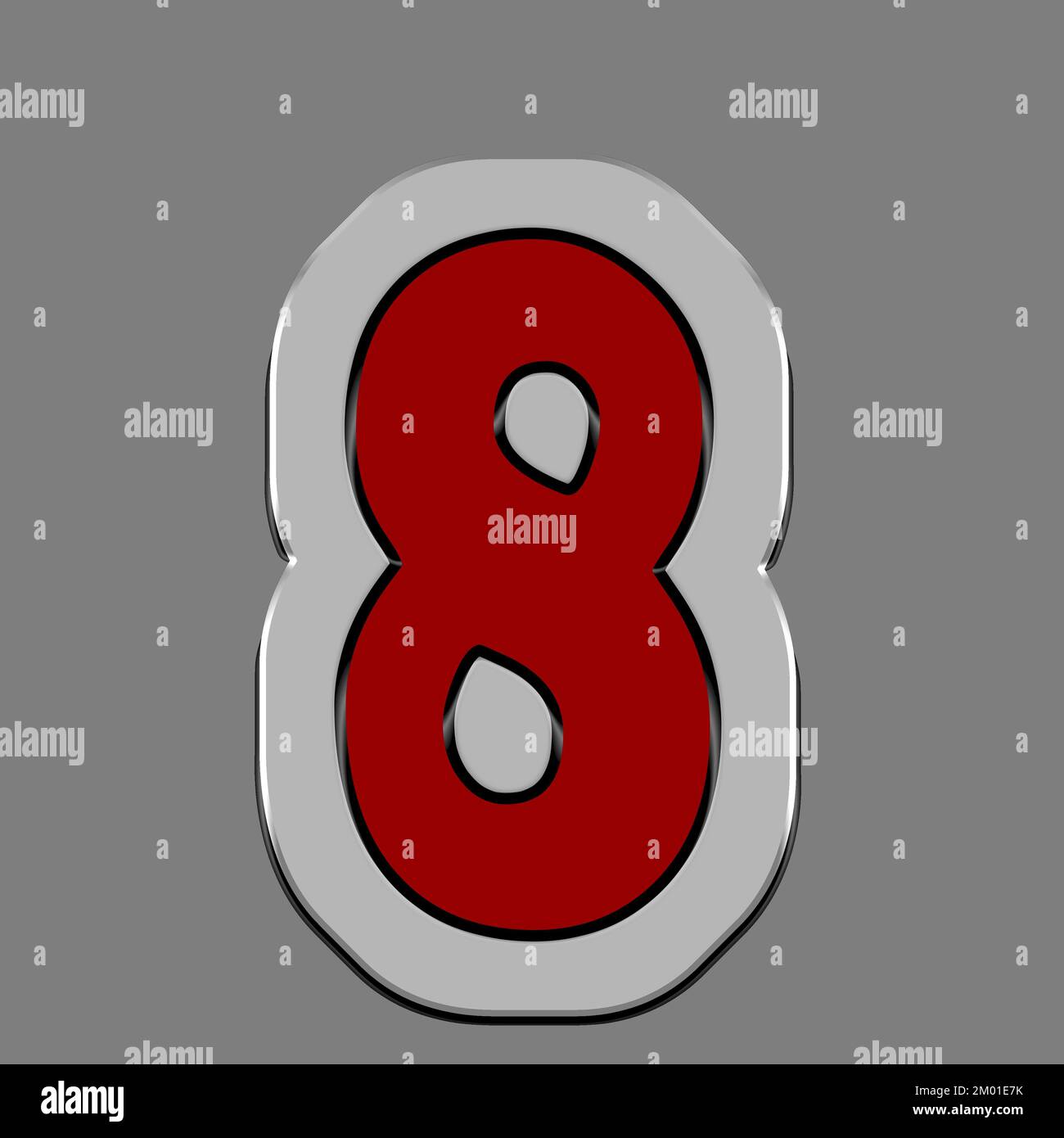 Badge with red number 8 Stock Photo - Alamy