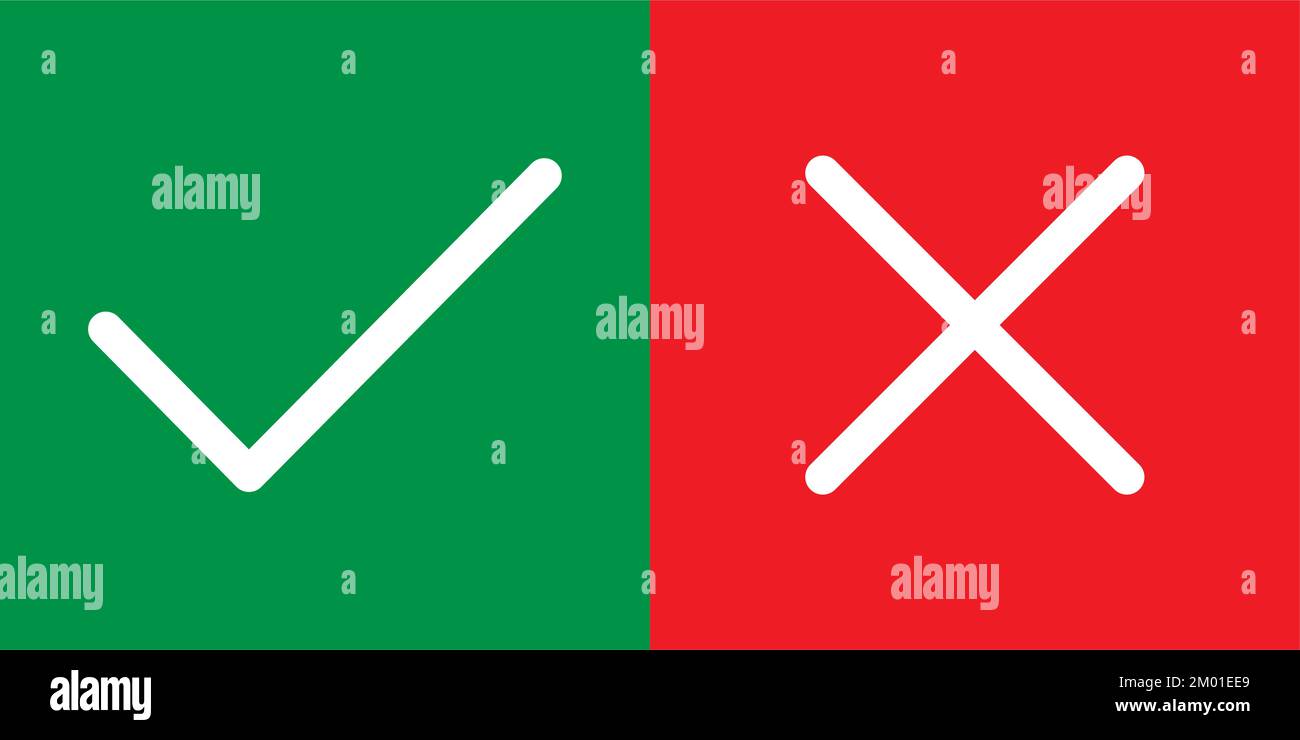 Set of Check and cross mark, yes and no symbol vector illustration, bad ...