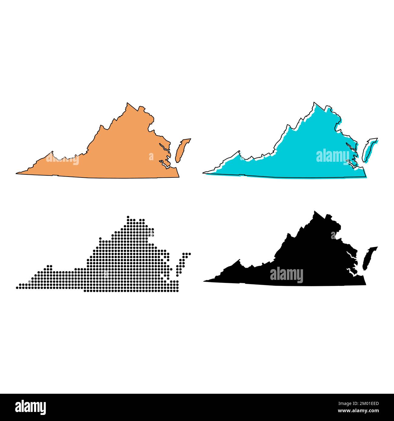 Virginia state outline set map hi-res stock photography and images - Alamy