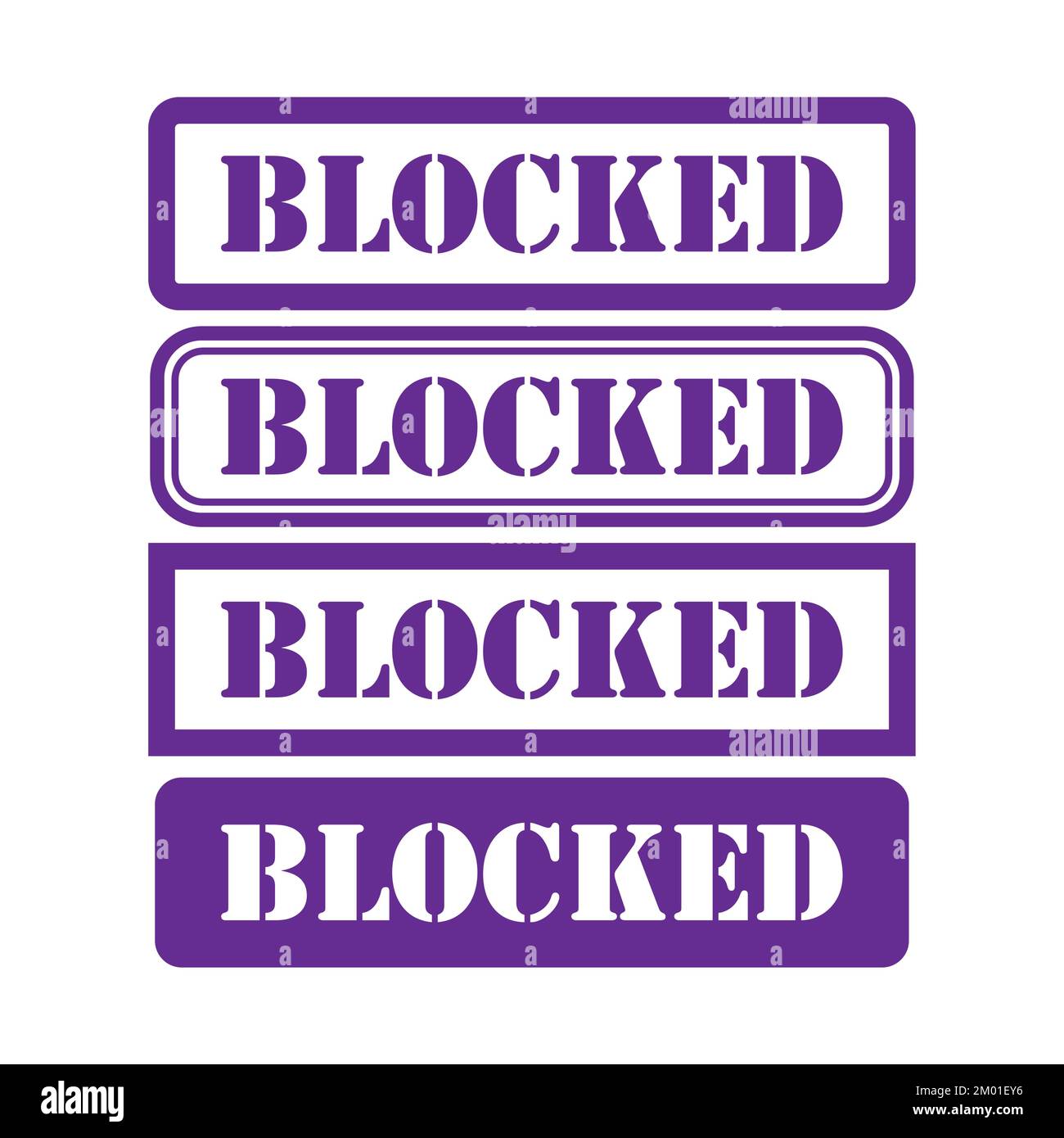 Set of Blocked stamp symbol, label sticker sign button, text banner ...