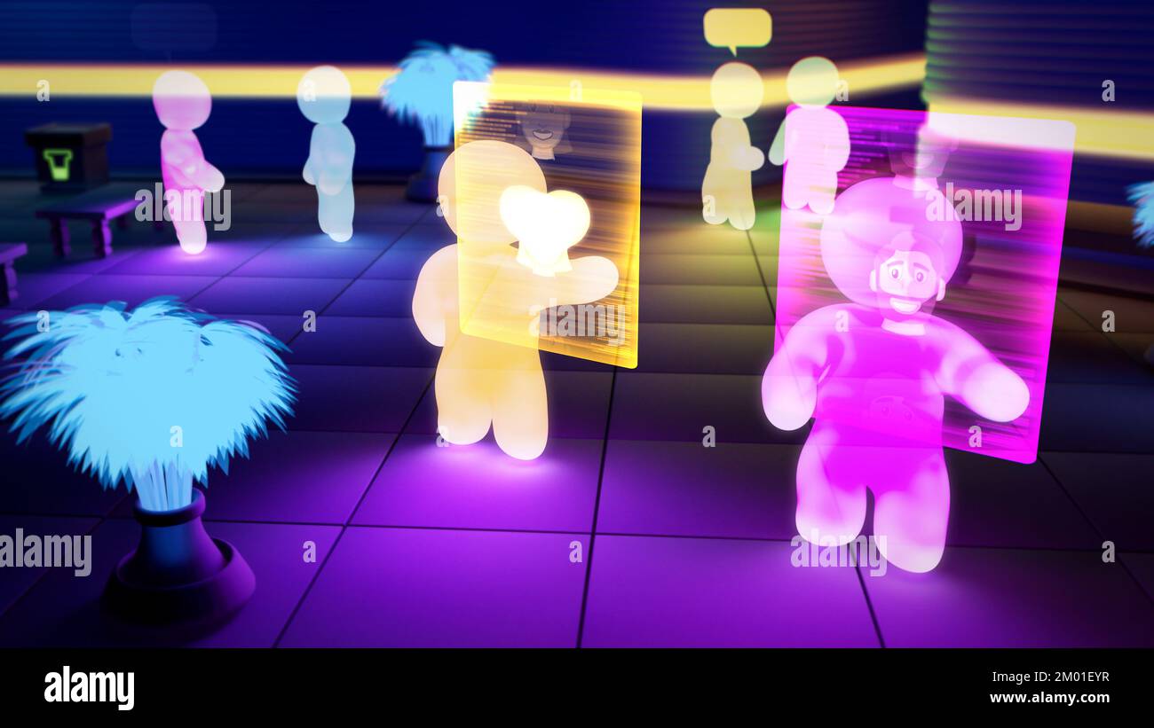 virtual reality avatars of users using dating app - industrial 3D ...
