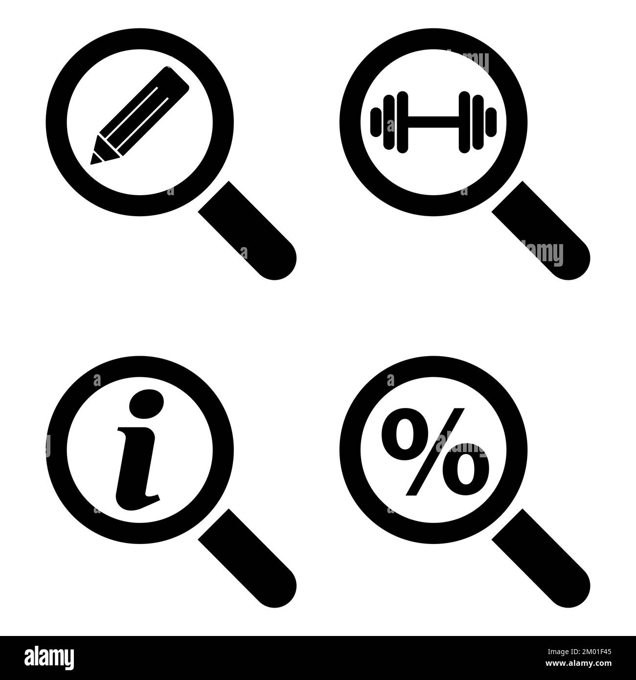 Set of Magnifying glass icon, zoom find focus symbol, loupe web ...