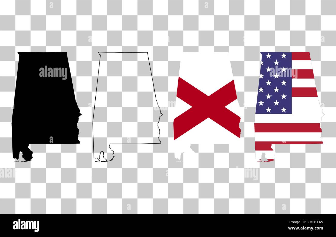 Set of Alabama shape, united states of america. Flat concept icon ...