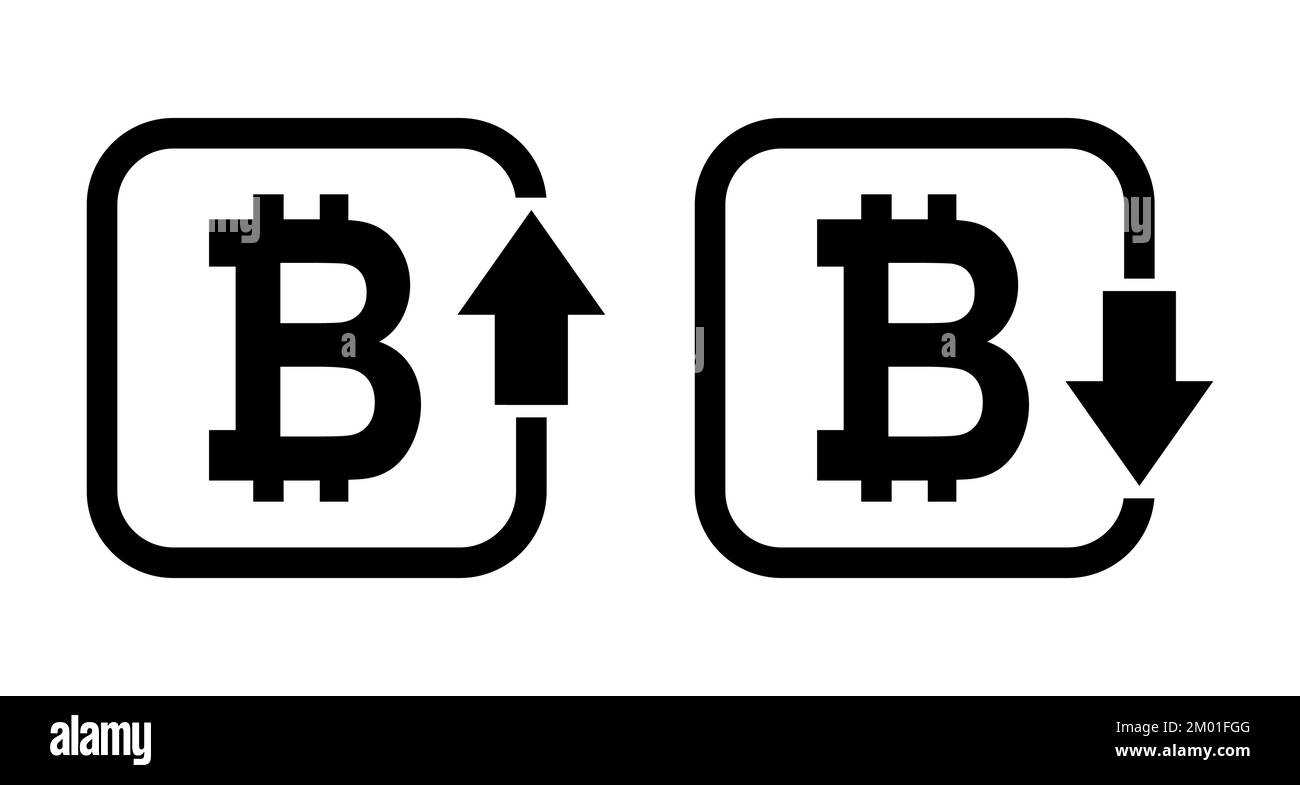 Set of cost symbol bitcoin increase and decrease icon. Money vector ...