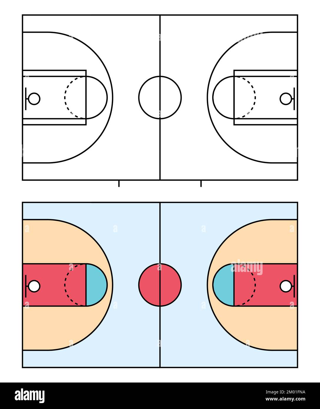 Set of Basketball court icon, floor parquet area, top american sport ...