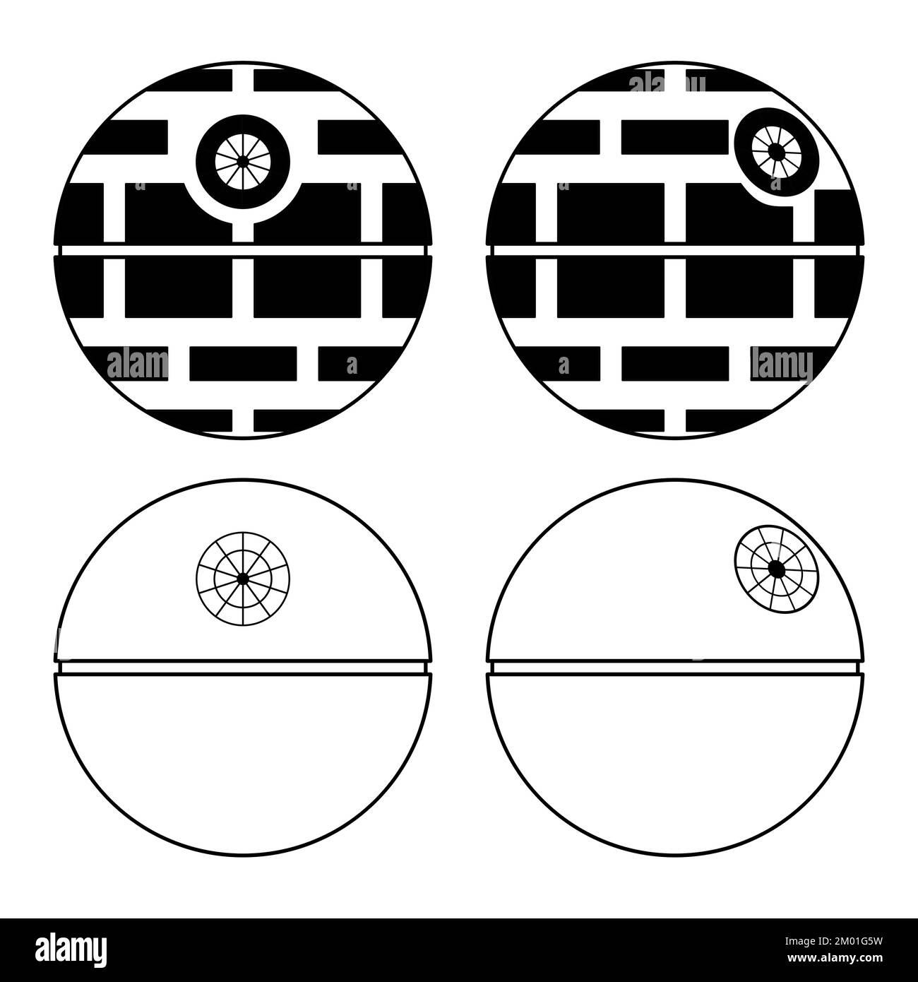 Set of Death star icon, mobile space station symbol, circle galaxy ...