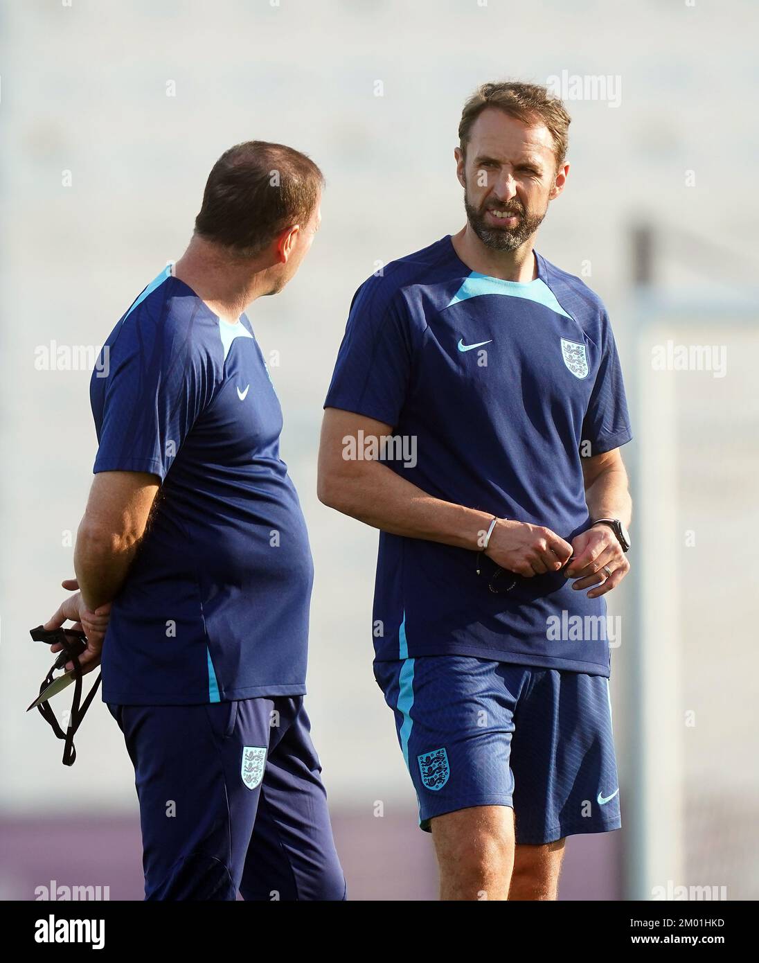 England manager Gareth Southgate and assistant Steve Holland during a ...