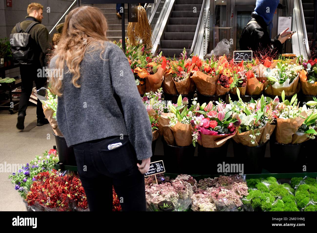 Copenhagen/Denmark/03 December 2022/Flower bouquets display for sale in ...