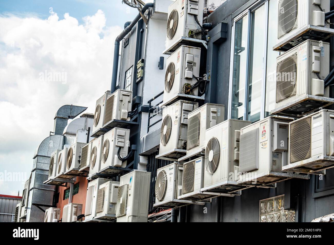 Buildings full of airco's in Singapore, Asia Stock Photo - Alamy