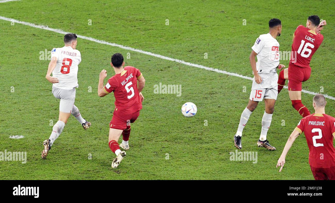 Remo Freuler (8) scores Switzerland's third goal during the second half ...