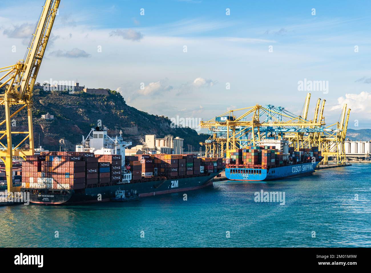 Container Port and Ships, Barcelona, Spain, Europe Stock Photo - Alamy
